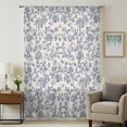 Blue Floral Sheer Curtains 63 Inch Length, Light Filtering Voile ...