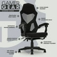 Gamer Gear Ergonomic Gaming Chair with Mesh Back, Extendable Footrest ...