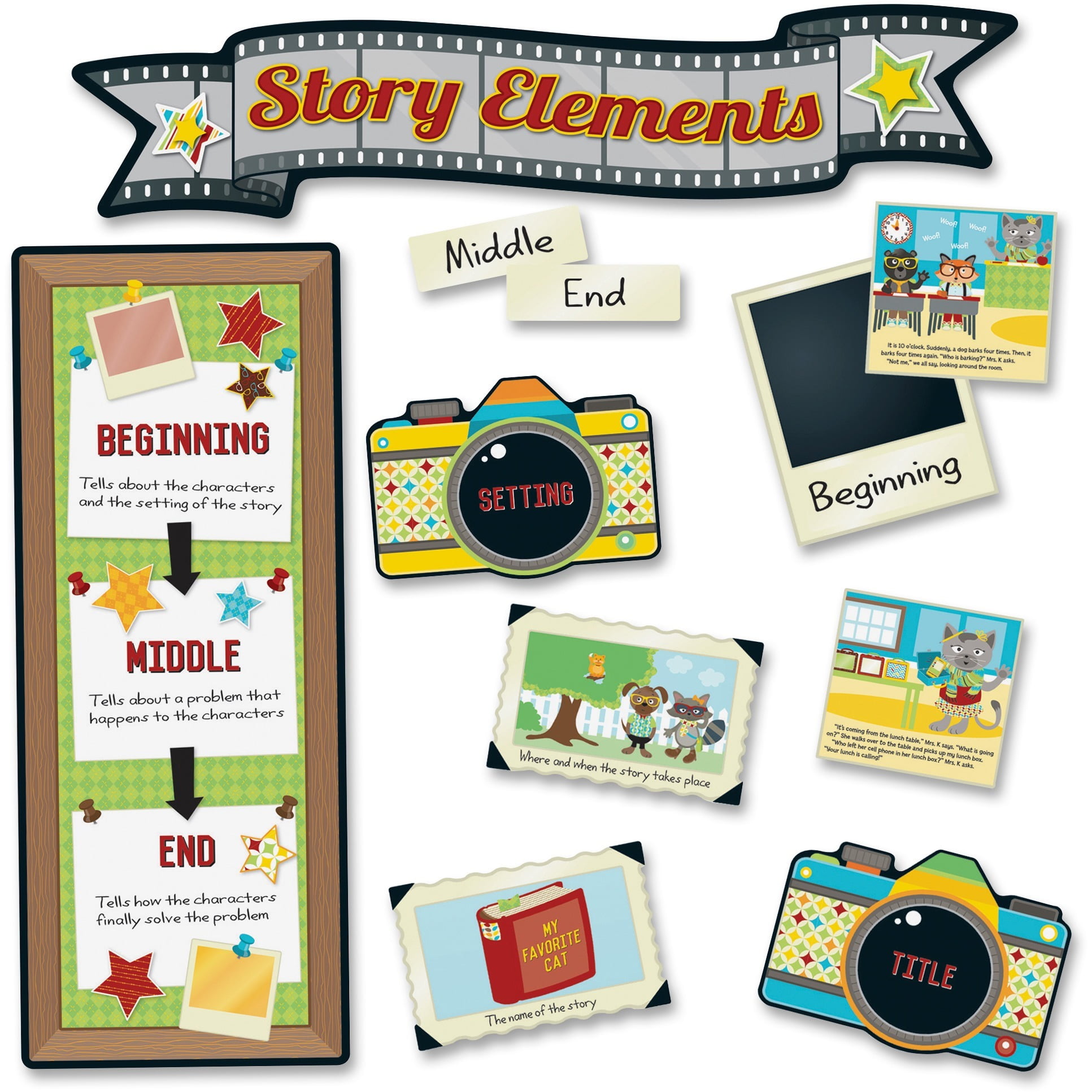 Carson Dellosa Hipster Story Elements Bulletin Board Set