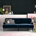 DHP Ruby Upholstered Futon, Convertible Sofa Bed & Couch, Blue Velvet ...