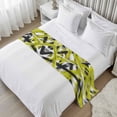 Abstract Yellow Waves Bed Runner King Size Modern Minimalist Yellow ...