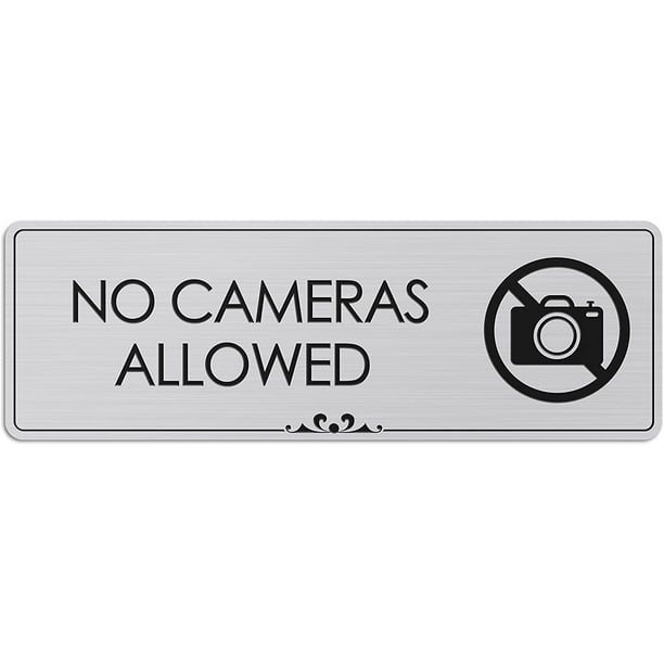 No Cameras Allowed - Laser Engraved Sign - 3"x9" - .050 Brushed Silver ...