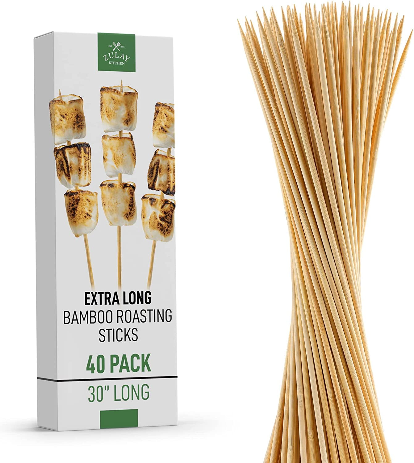 Zulay Kitchen Authentic Bamboo Marshmallow Roasting Sticks for Smores ...
