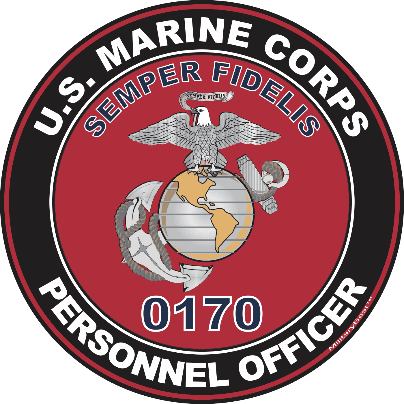 U.S.M.C. MOS 0170 Personnel Officer Decal 3.8" - Red - Walmart.com