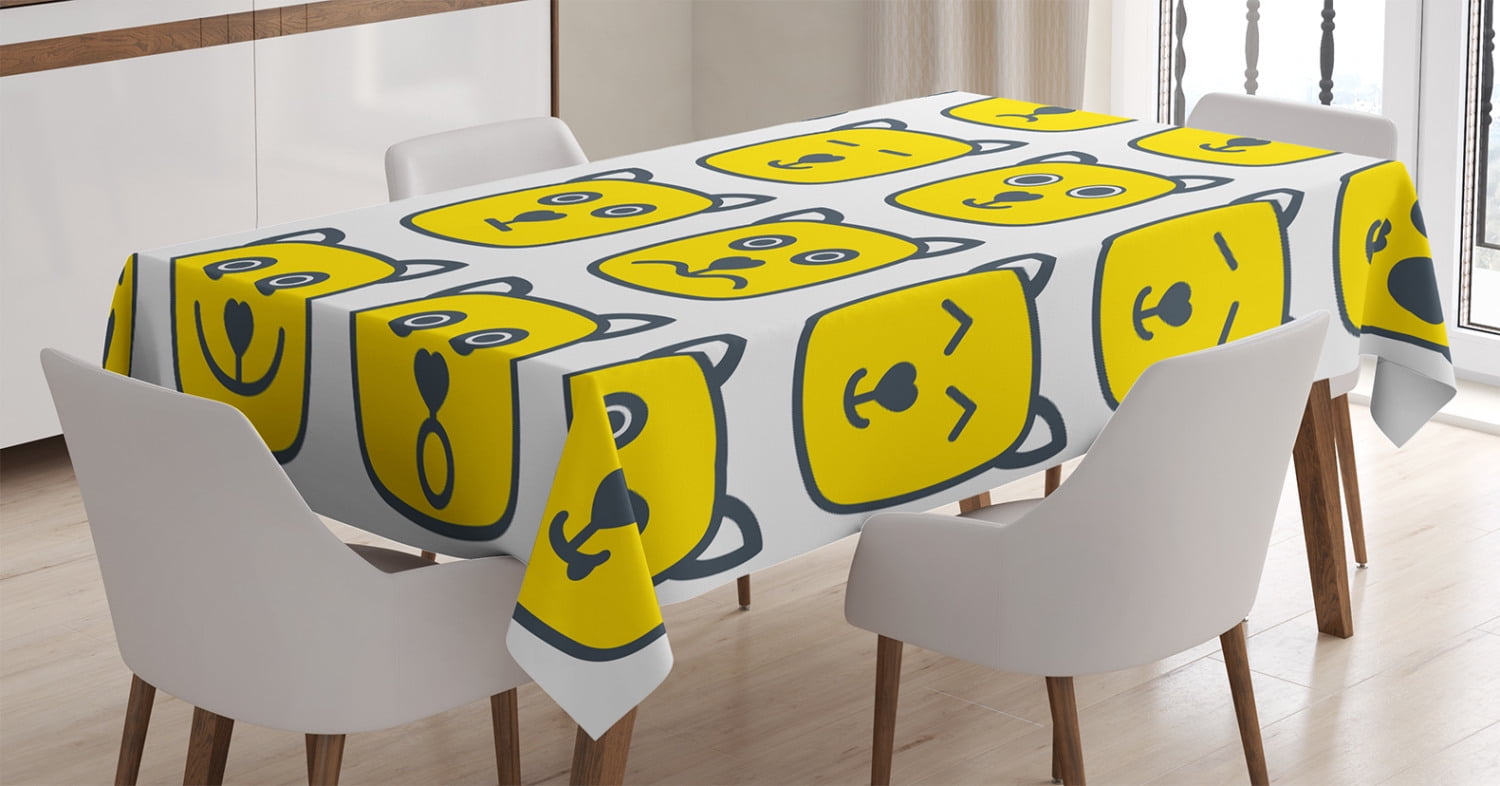 Emoji Tablecloth, Cat Dog like Animal Smiley Face with Expressions ...