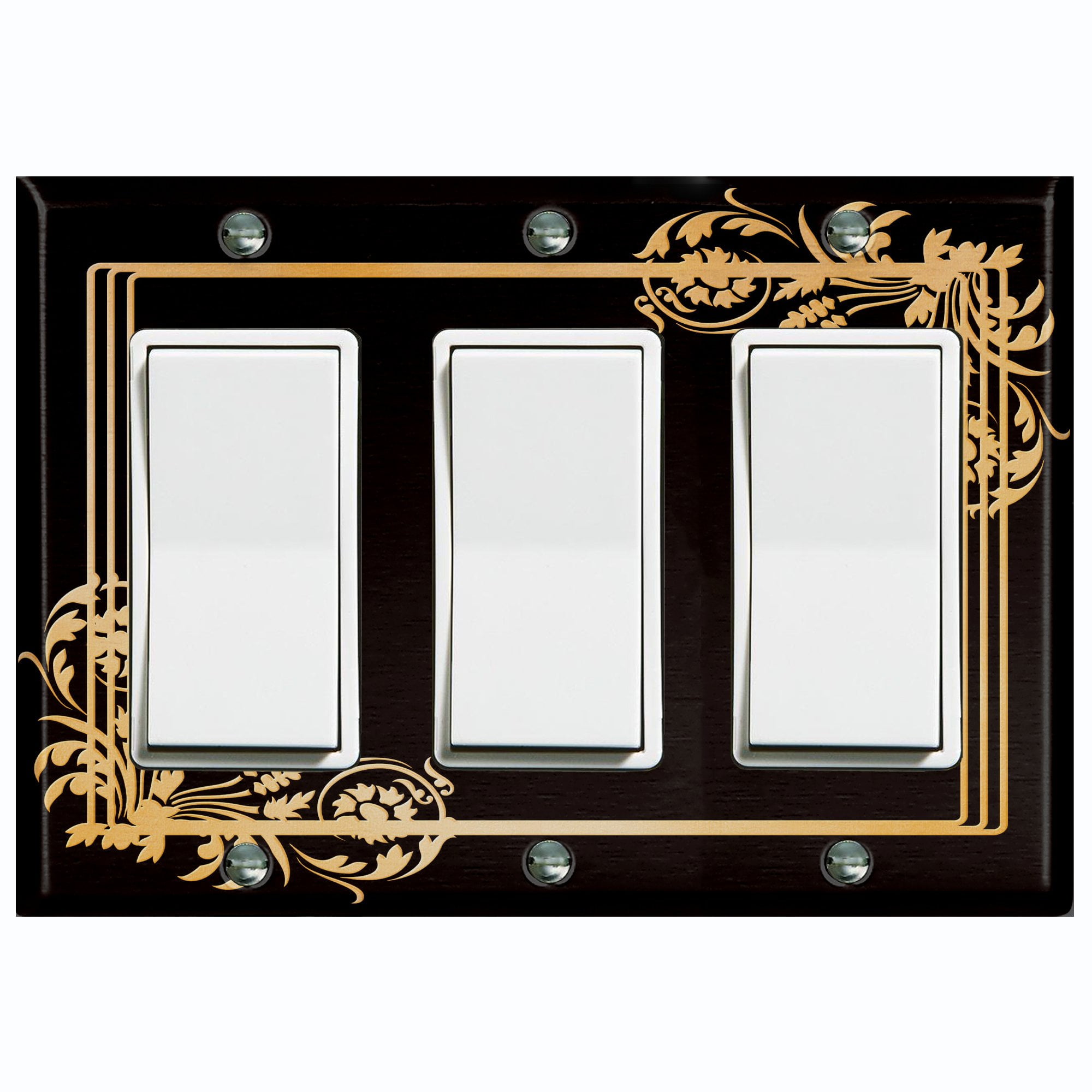 Metal Light Switch Plate Cover Elegant Victorian Floral Frame Black ...