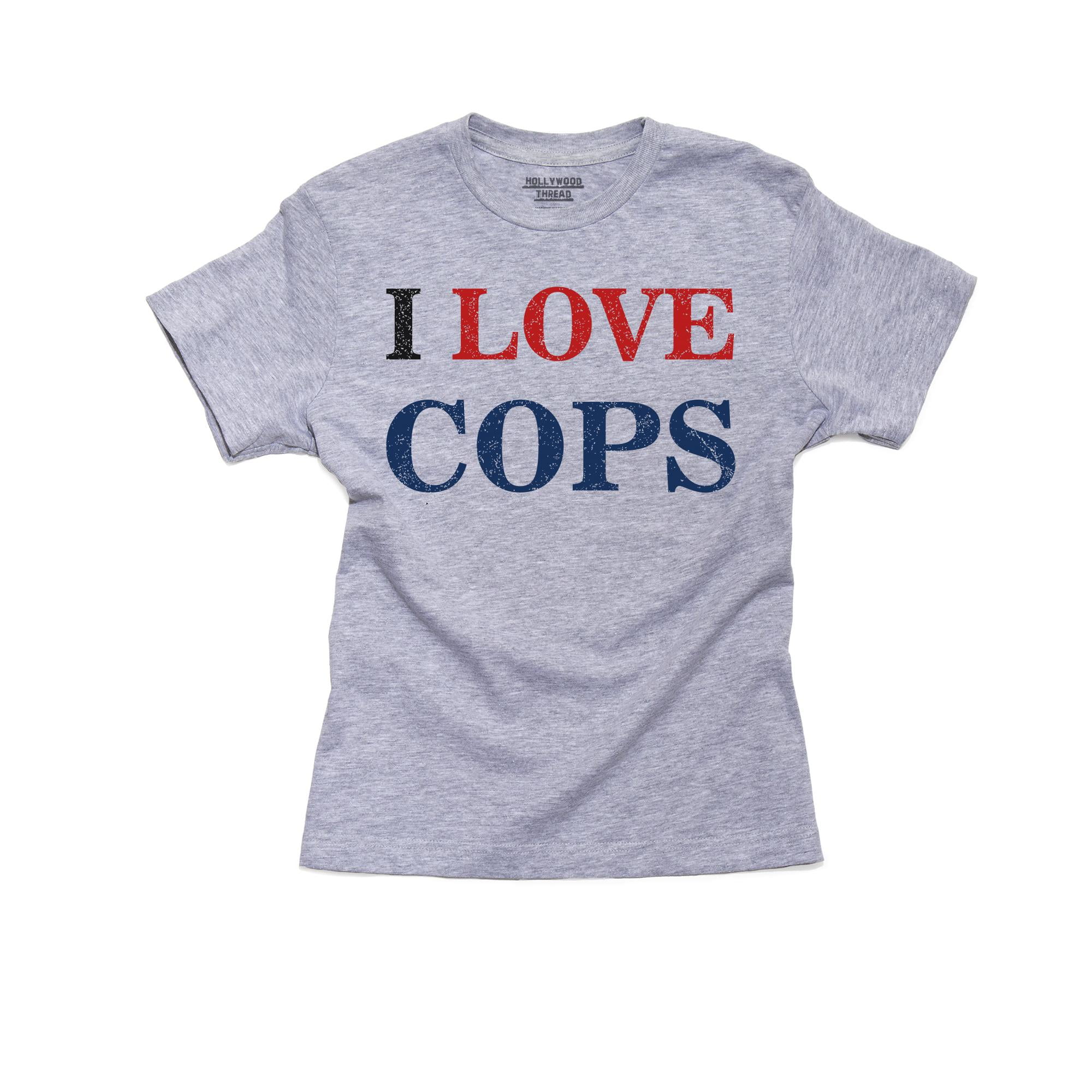 I Love Cops - Vintage Red White & Blue Boy's Cotton Youth Grey T-Shirt ...