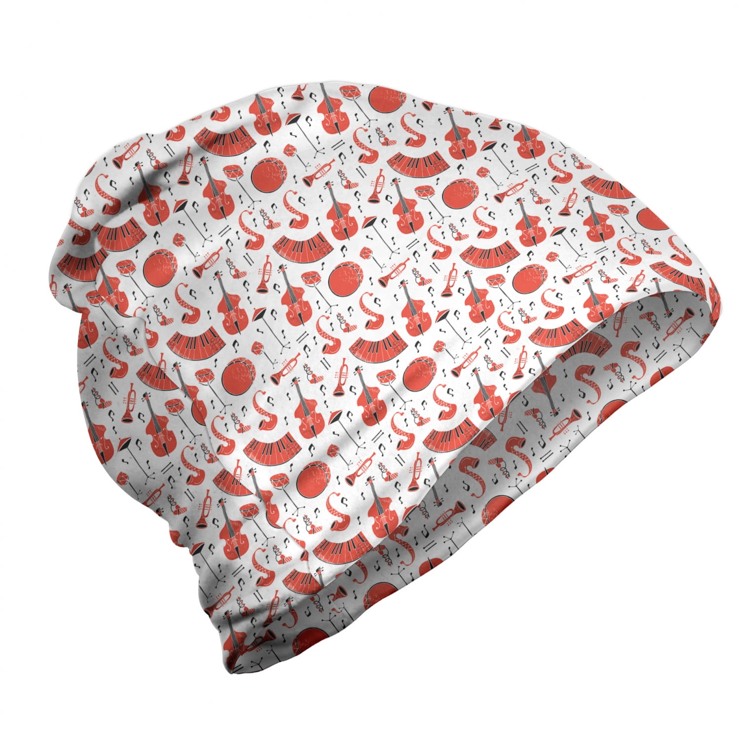 Music Unisex Beanie, Musical Instruments Pattern, Hiking Outdoors ...