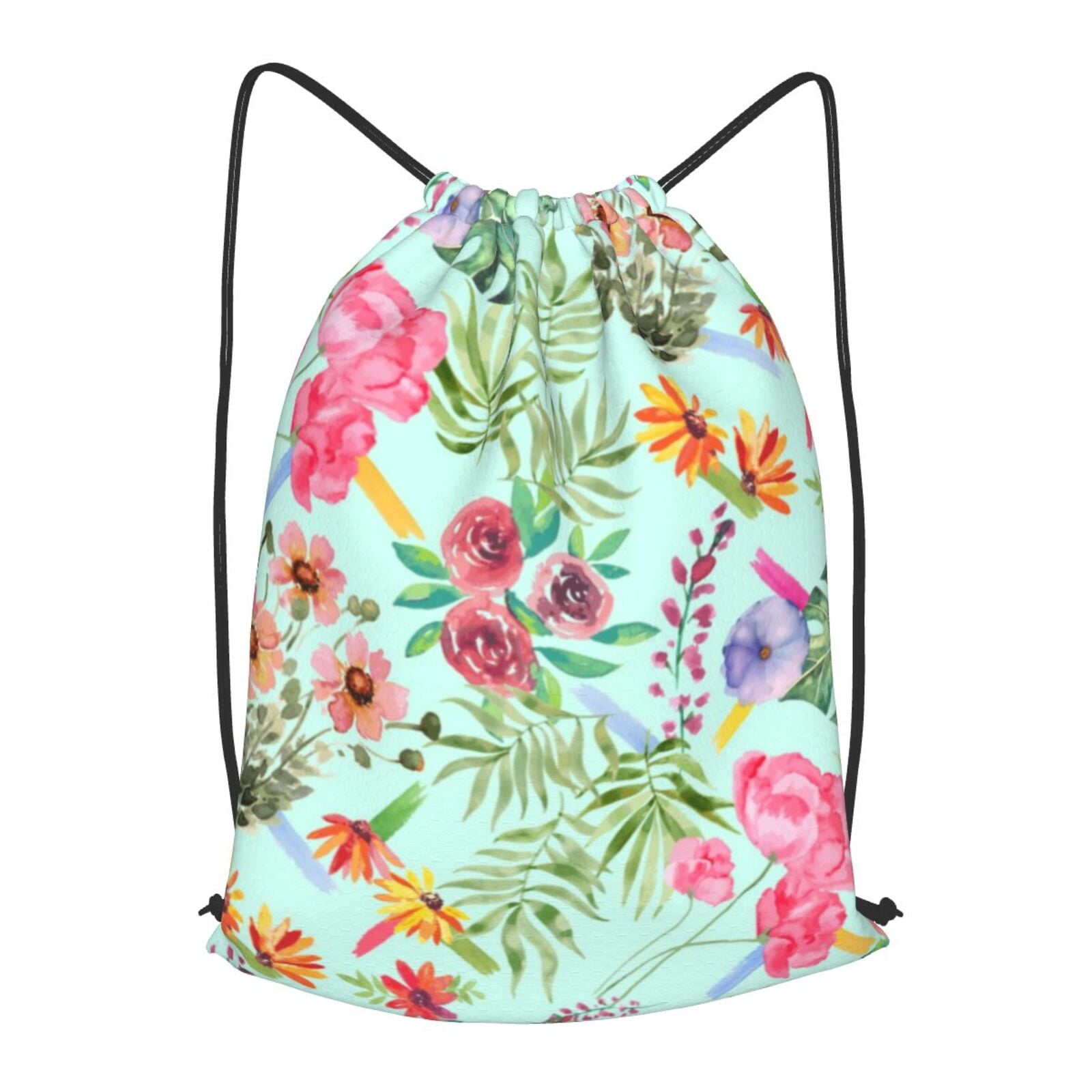 XMXT Waterproof Gym Bag, Plants Flora Compilation Paint Drawstring ...