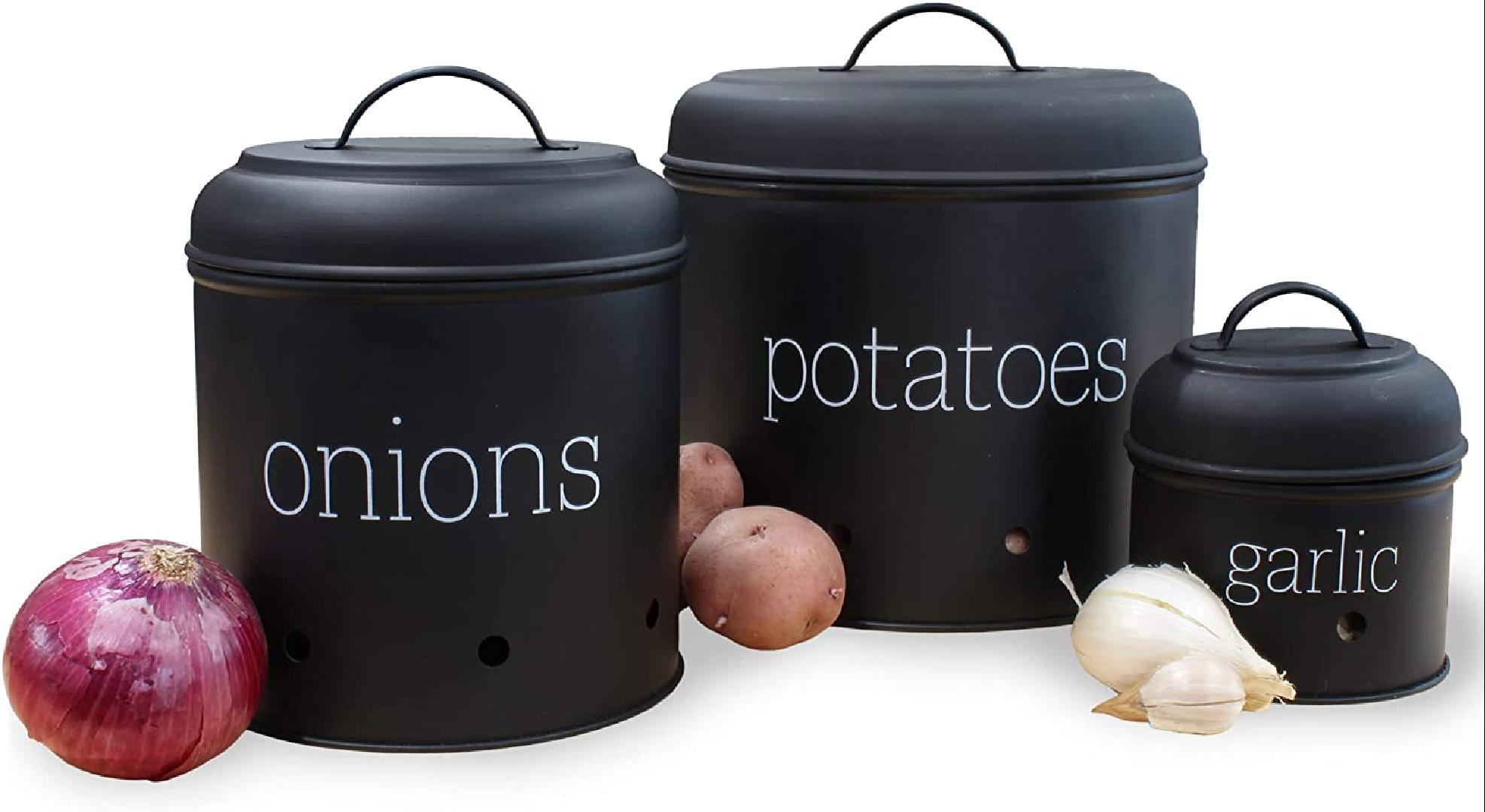 Potatoes, Onions and Garlic Canister Set (Black); Contemporary ...
