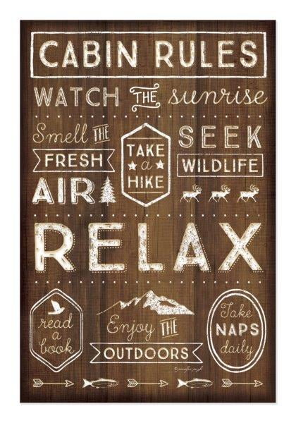 Cabin Rules Rustic Wood Sign 12x18 - Walmart.com