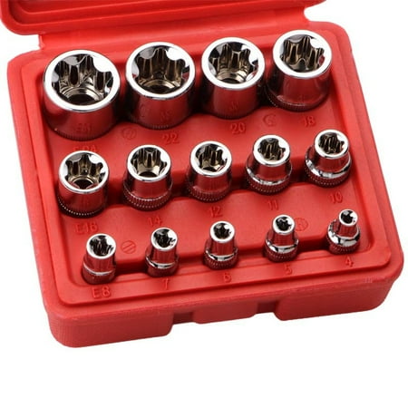 Set of 14 star-shaped Torx sockets type E I Ratchet box I Socket set ...
