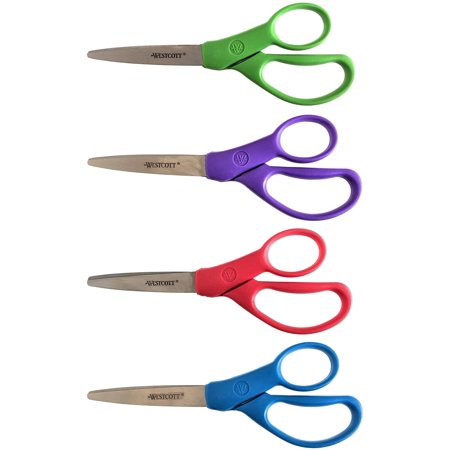 Westcott Titanium Bonded 7-inch Scissor Straight Handle. (4 Pack - Blue ...
