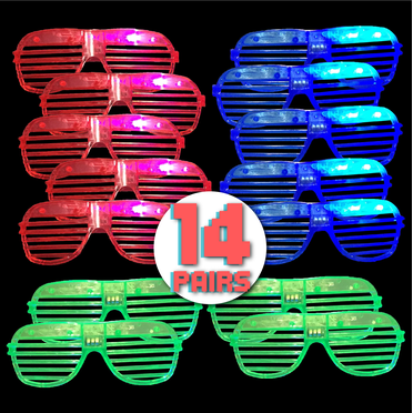 12 Pairs Shutter Glasses Shades Eyeglasses - Neon Color Slotted ...