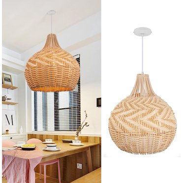 Arturesthome White Handwoven Rattan Boho Pendant Lighting Fixtures ...