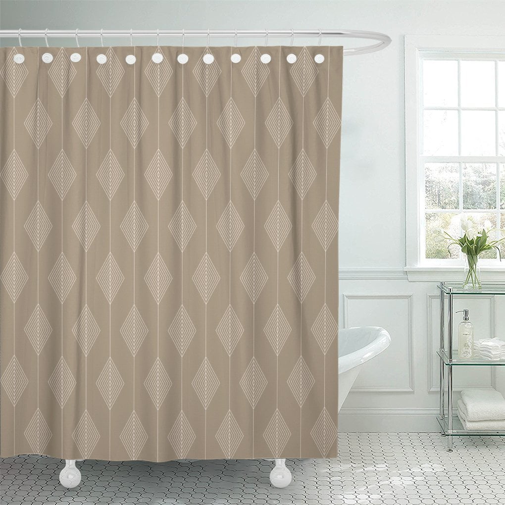KSADK Beige Harlequin Geometric Pattern Brown Abstract Shower Curtain ...