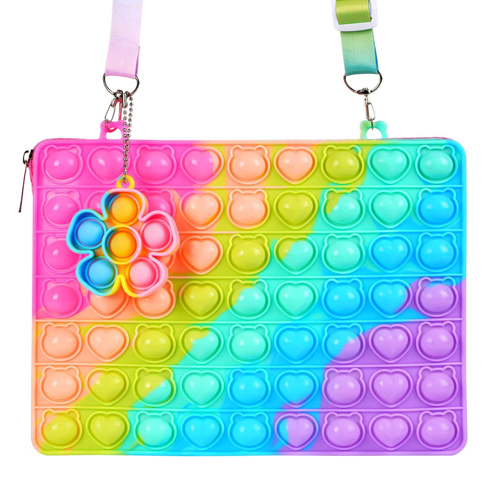 Novelty Kids Fun Pop Purse for Girls, Rainbow Fidget Toy Wallet ...