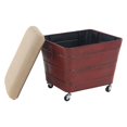 Decmode Traditional Wood and Metal Trapezoidal Red Fabric Foot Stool ...