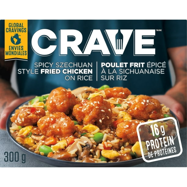 CRAVE Spicy Szechuan Style Fried Chicken on Rice Frozen Meal, 300 g Box ...