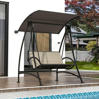 Seabrooks Mahogany Outdoor Porch Swing for 2 Person, Natural Brown ...