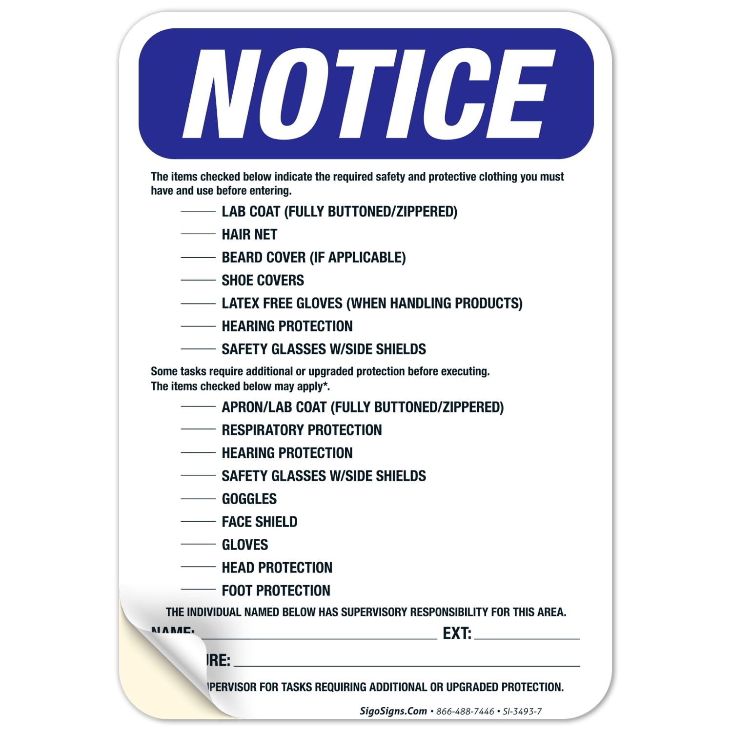 Checked Items Below Are Required Before Entering Sign, OSHA Notice Sign ...