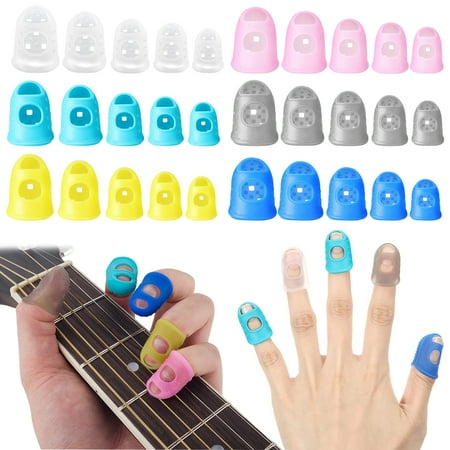 fastboy 30 Pieces Silicone Guitar Fingertip Protection 5 Sizes Non ...
