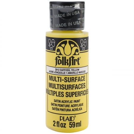 FolkArt Multi-Surface Satin Daffodil Yellow Acrylic Paint, 2 Fl. Oz ...