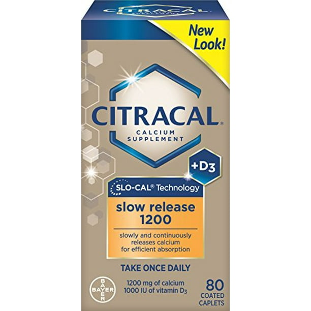 4 Pack - Citracal with Calcium D Slow Release 1200, 80 Coated Caplets ...