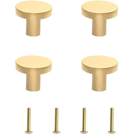 4 Pieces Gold Drawer Knobs with Matched Screw Bolts, Solid Brass Knobs ...