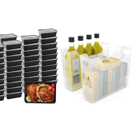 50 Pack Meal Prep Containers & 2 Pack Clear Plastic Storage Bin, BPA ...