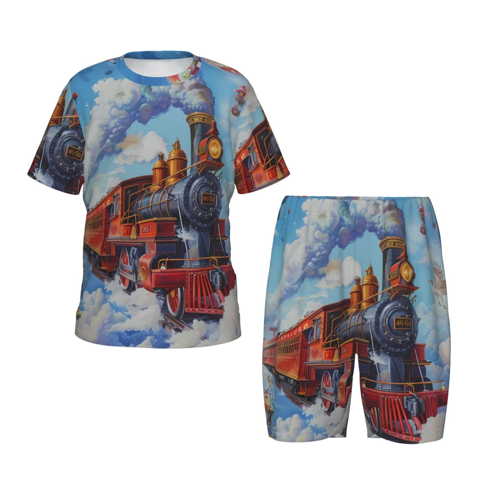 Fotbe Cartoon Train Hot Air Balloon Pijama Estampada de 2 Piezas para ...