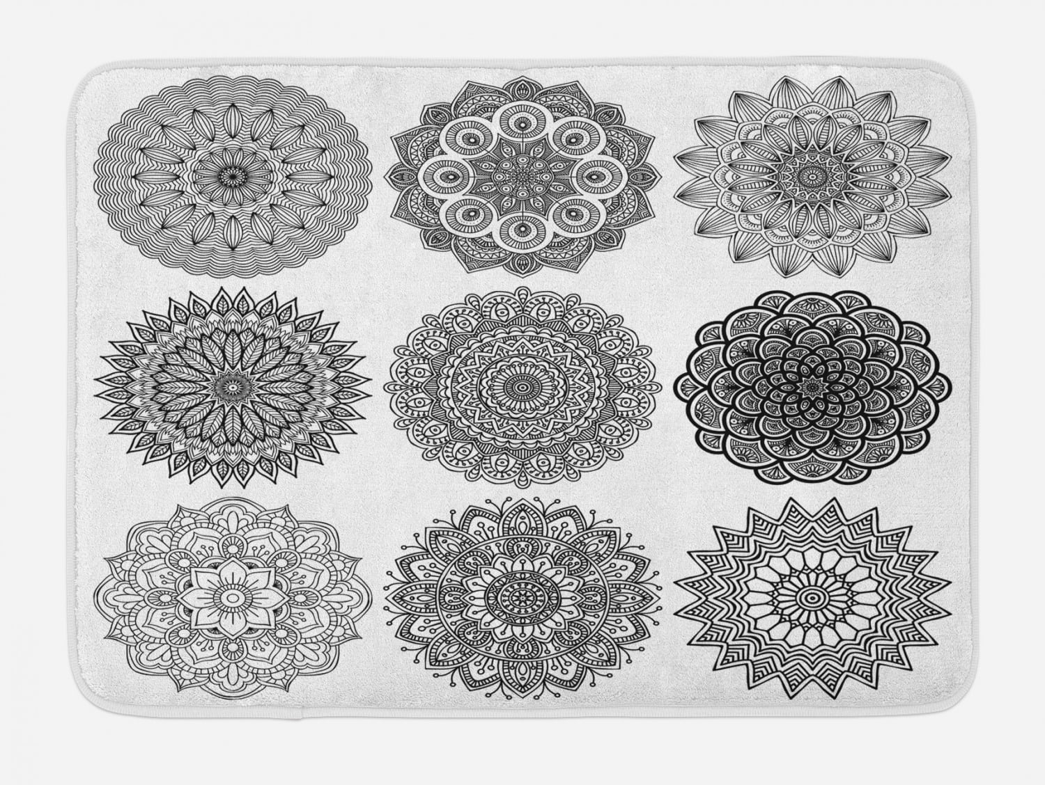 Henna Bath Mat, Ornamental Mandala Design Symmetric Ethnic Motifs ...