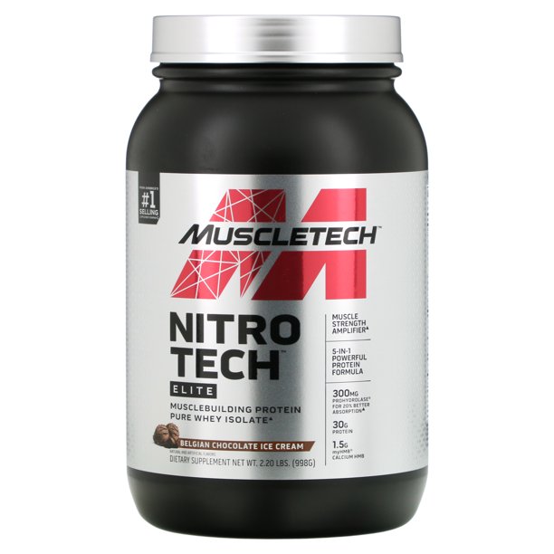 Muscletech, Nitro Tech Elite, Belgian Chocolate Ice Cream, 2.2 lbs (998 ...