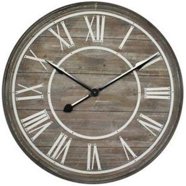 Oversized Rustic Wall Clock, Battery Operated, Roman Numerals, Brown ...