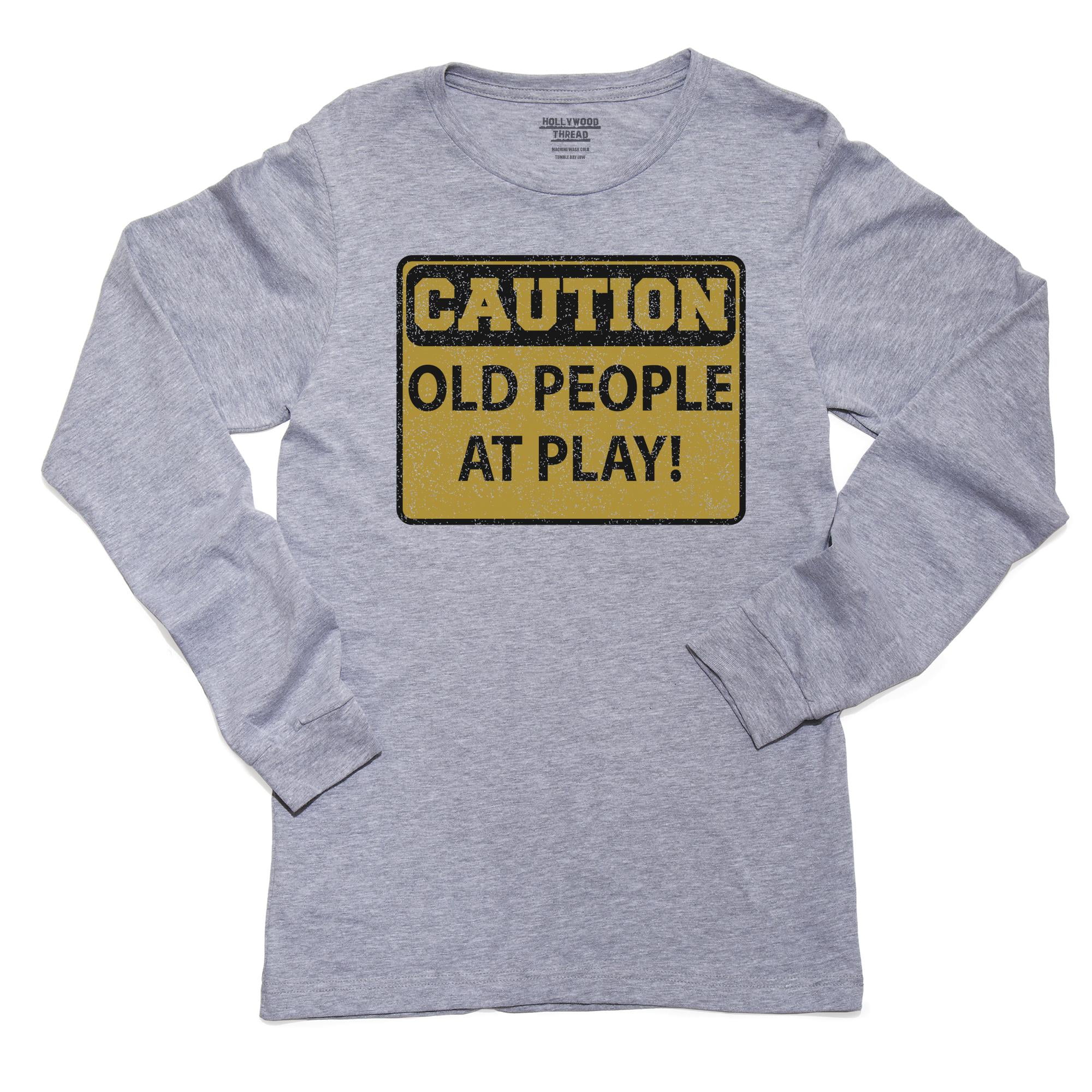 Caution! Old People At Play - Warning Sign Boy's Long Sleeve Grey T ...