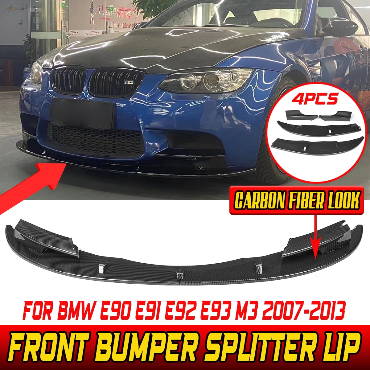 For BMW E90 E91 E92 E93 M3 07-13 Carbon Fiber Front Bumper Lip body kit ...