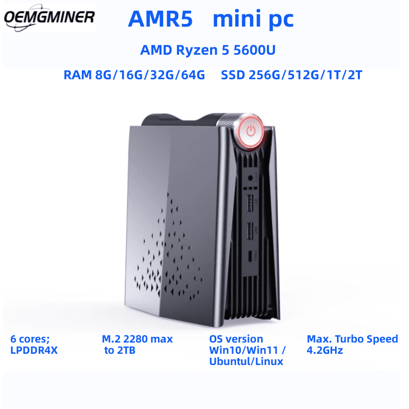 AMR5 AMD Ryzen 5 5600U Mini PC - Windows 11 Pro, DDR4 8GB/16GB RAM ...