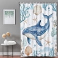 Bathroom Shower Curtain Ocean Whale Starfish Shell Waterproof Shower ...