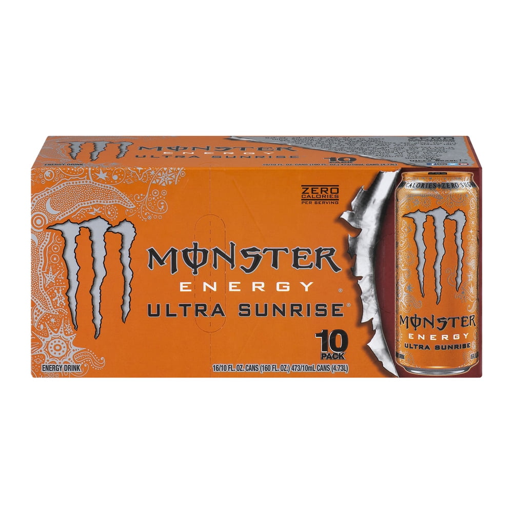 Monster Energy Ultra Sunrise Energy Drink, 16 Fl Oz, 10 Count - Walmart ...