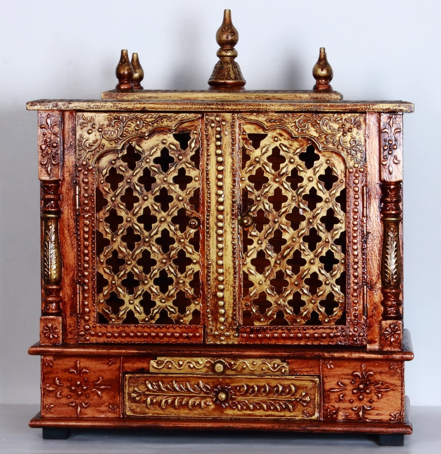 Handcrafted Wooden Temple / Mandir For Home / Pooja Ghar / Brown ...