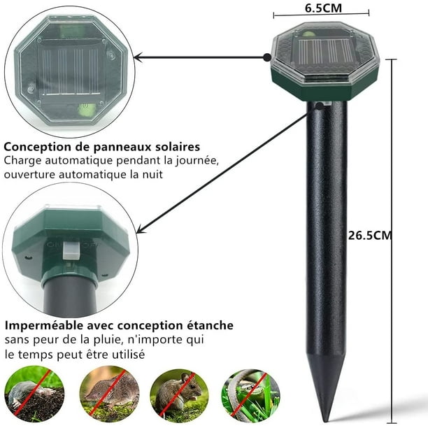 Solar Ultrasonic Mole Repeller, 4 Pack Ultrasonic Mole Repeller, Solar ...