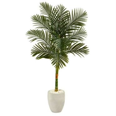 Nearly Natural 5.5ft. Money Artificial Tree in White Tower Planter ...