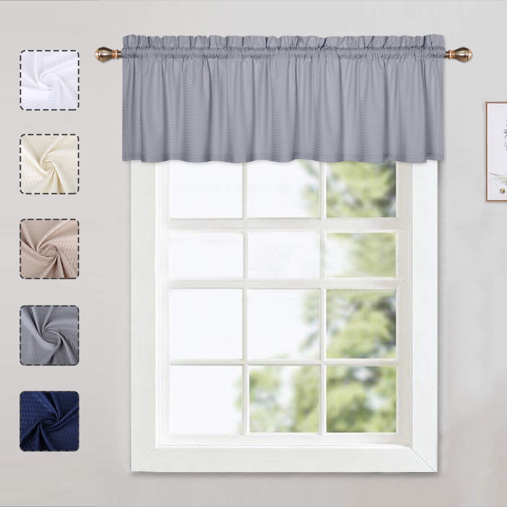 Haperlare Kitchen Curtain Valance Farmhouse Embossed Textured Blackout ...