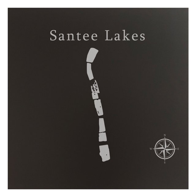 Santee Lakes Map 24x24" Black Metal Wall Art Office Decor Gift Engraved ...