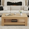 Alvantor Natural Wood Coffee Table with Double Layer MDF, Industrial ...