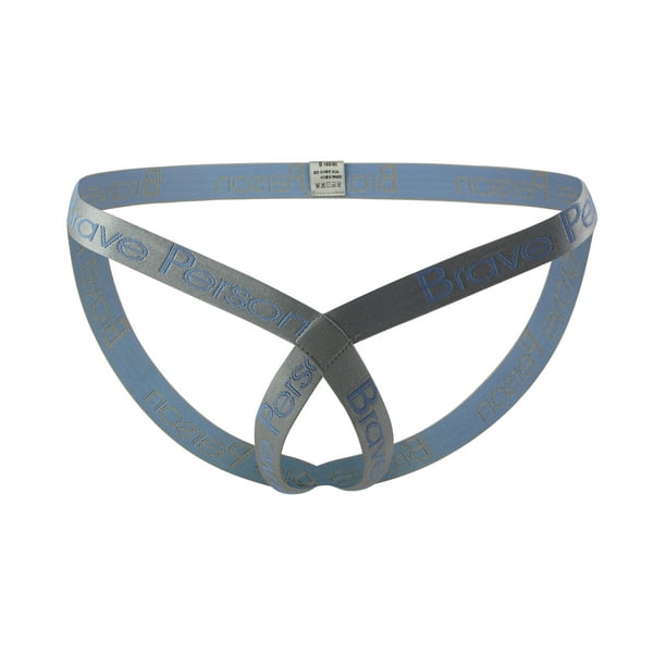 MIZOK Men's Jockstraps Sexy Jock Strap Underwear Light Blue Word XL-2 ...