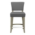 Set of 2 Aleck Grey Fabric Counter Stool with Antique Finish Wood Legs ...