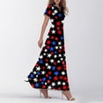 Women's Patriotic Maxi Dress USA Flag Inspired Star Print V Neck Short ...