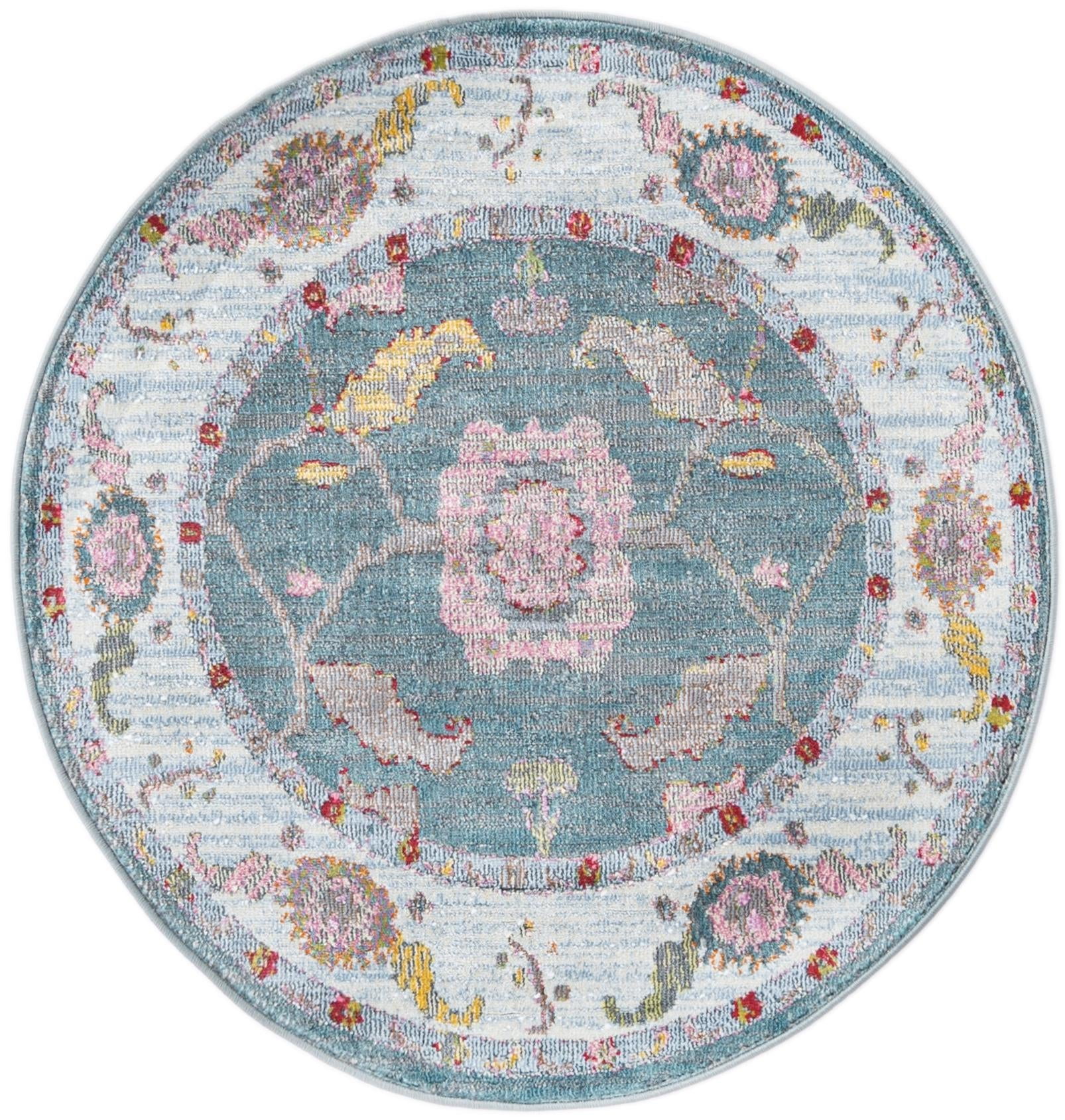 Rugs.com Paragon Collection Rug – 3 Ft Round Gray Blue Medium-Pile Rug ...