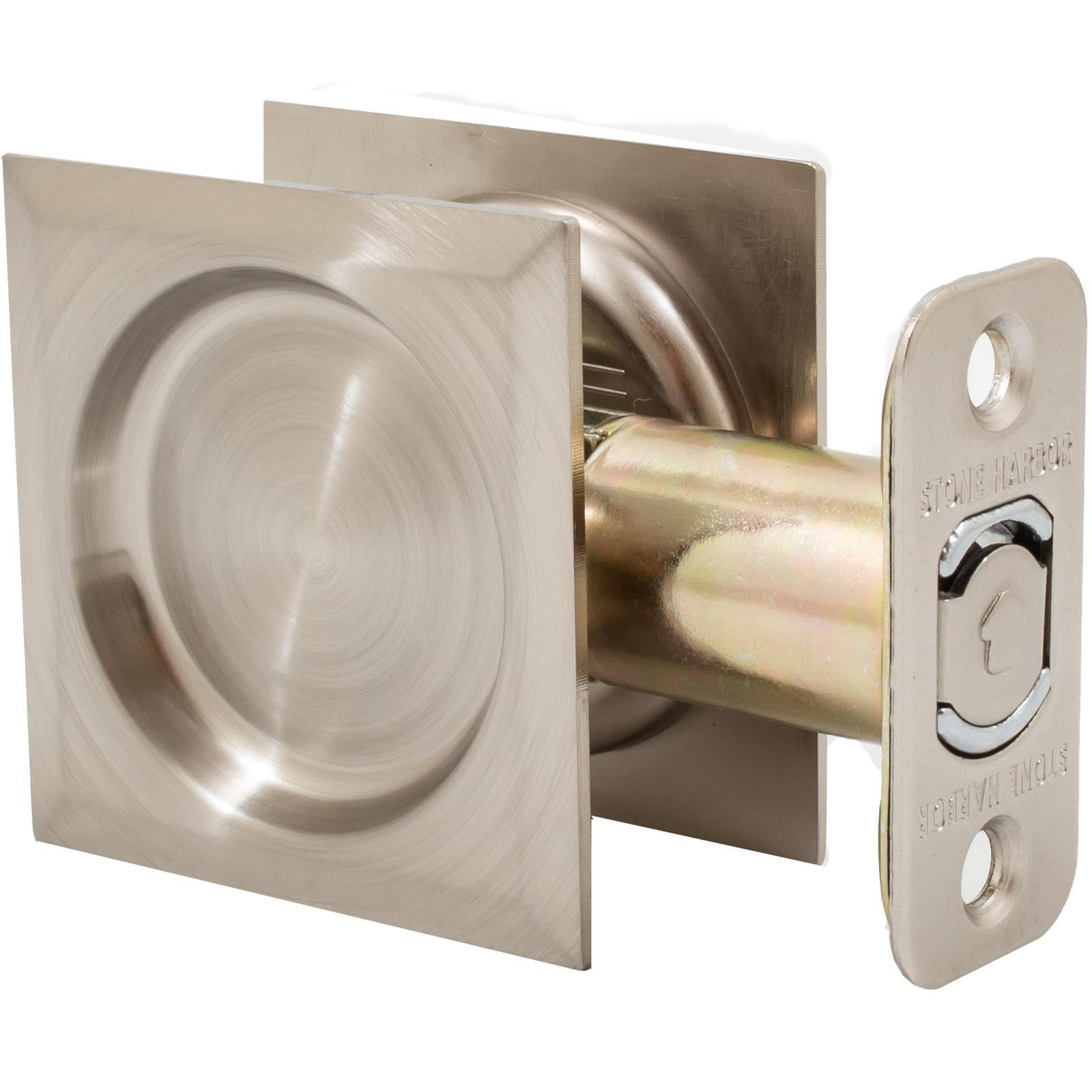 Contemporary Square Pocket Door Lock, Passage (Hall/Closet) Latch, 2-3/ ...